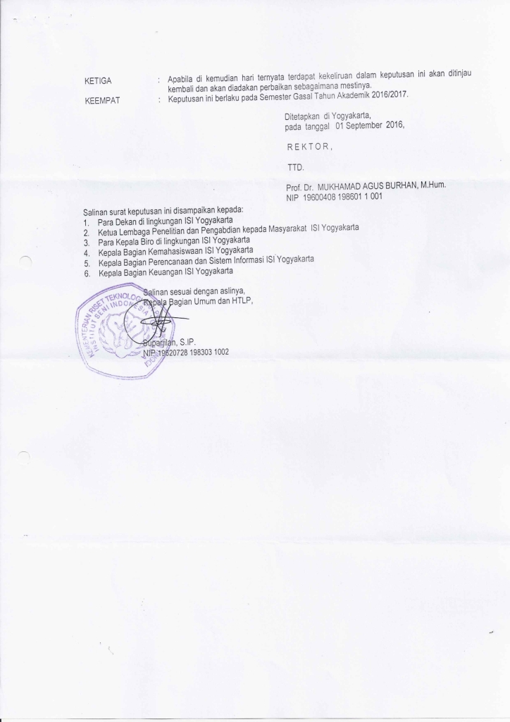 SK Rektor No. 252 2016