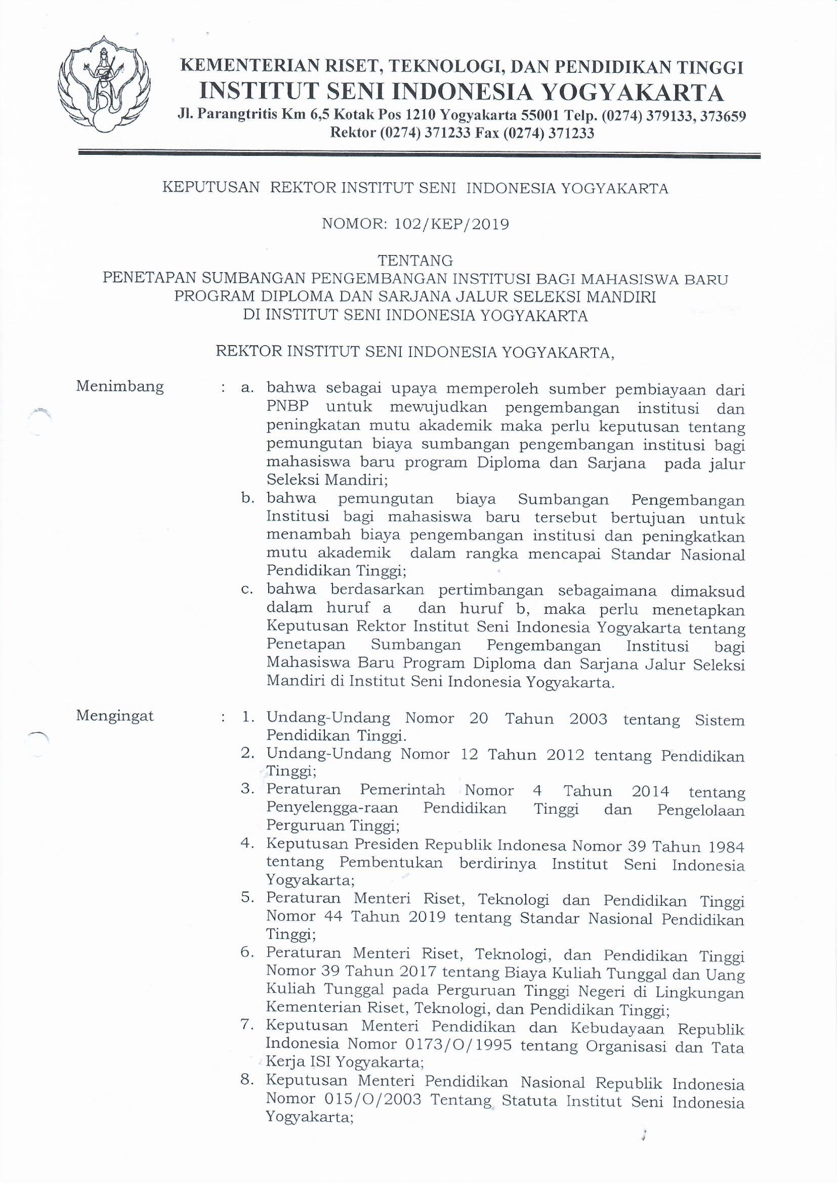 SK Rektor No. 102 2019