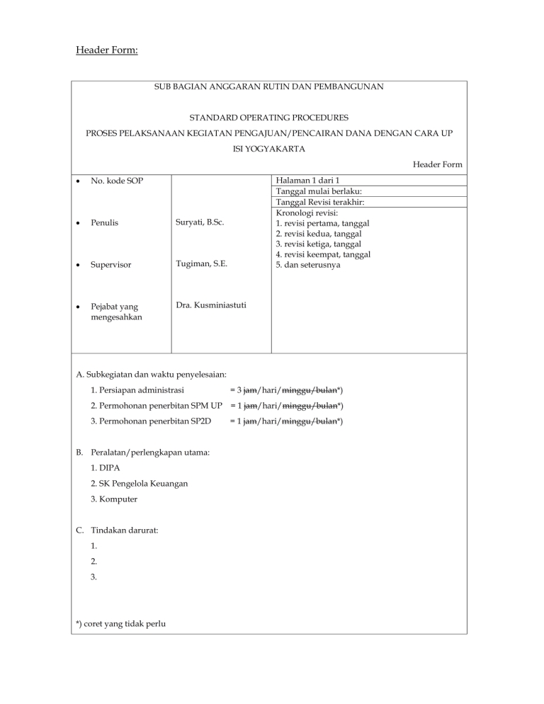 Proses Pengajuan/Pencairan dana